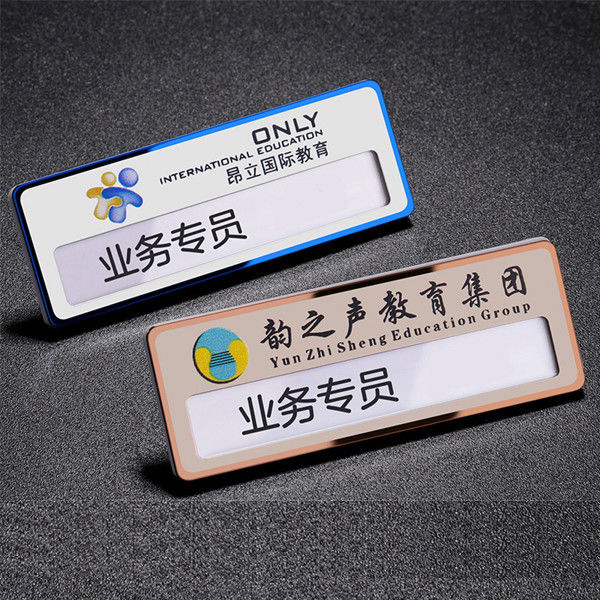 Custom Stainless Steel Nama Badge Dengan Logo Dan Replaceable Masukkan ...